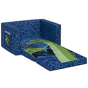 Delta Children Dinosaur Cozee Flip-Out Chair For Relaxing- 2-in-1 Convertible Lightweight,Portable Chair to Lounger for Toddlers & Kids