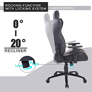 Massage Gaming Chair Big and Tall Gaming Chair - Metal Base High Back Racing Game Chair Computer Chair, Ergonomic Leather Executive Gaming Chair with Headrest and Lumbar Pillow