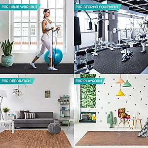 Yes4All Interlocking Exercise EVA Mat Floor Protector (120 Square Feet - Black - with Border) - ²XPAJZ (XPAJ)