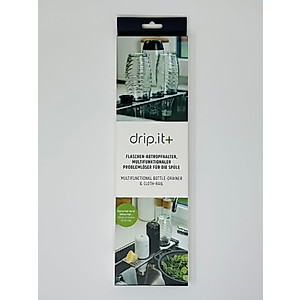 Sanni Shoo Drip.it+ | Stainless Steel Kitchen Sink Caddy | Bottle Holder for 3 Bottles with Protective Silicone Rings | Compatible with Sodastream Aqua Fizz and Other Bottles | Drainer & Organizer