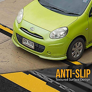 Pyle Durable Cable Ramp Protective Cover - 2,000 lbs. Heavy Duty Hose & Cable Track Protector w/ Flip-open Top Cover & 2-Ch. Groove Design, Cable Concealer for Outdoor/Indoor Use, 2 Pack - PCBLCO26X2