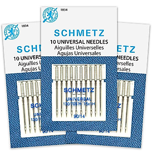 SCHMETZ Universal (130/705 H) Household Sewing Machine Needles - Size 90/14-3 Cards - 30 Needles