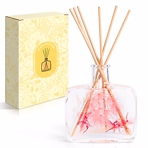 Reed Diffuser, Reed Diffuser Set, Scented Oil Diffuser wirh 6 Diffuser Sticks, Dried Flowers in The Bottle, Home Fragrance Room Office Decor, Birthday Gifts for Women
