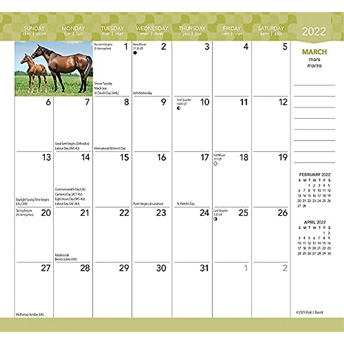 Horse Lovers 2022 3.5 x 6.5 Inch Two Year Monthly Pocket Planner, Animals Equestrian