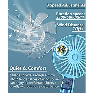 HonHey Handheld Fan, Super Mini Portable Fan with Rechargeable Battery Operated and 3 Adjustable Speed, Personal Hand Held Fan for Girls Women Kids Outdoor Travelling Indoor Office Home Eyelash Fan