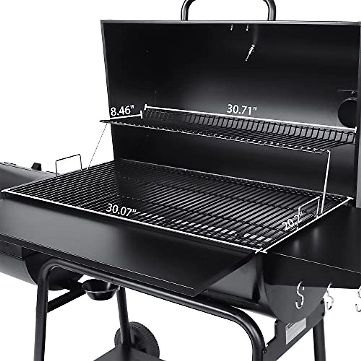 Royal Gourmet CC2036F Charcoal Grill with Offset Smoker Burch BBQ Barrel Grill and Smoker Combo, 1200 Square Inches for Large Event Gathering Patio and Backyard Cooking, Black