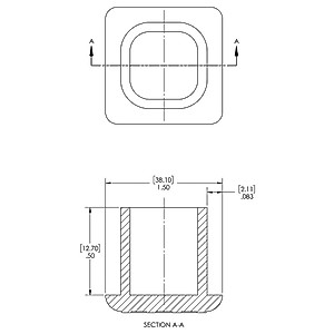 Caplugs 99191588 Plastic Finishing Plug for Square Tubing. FP-244, PE-LD, to Plug Square Tube Size 1.50 to fit .083 (14 Ga.)", Black (Pack of 200)