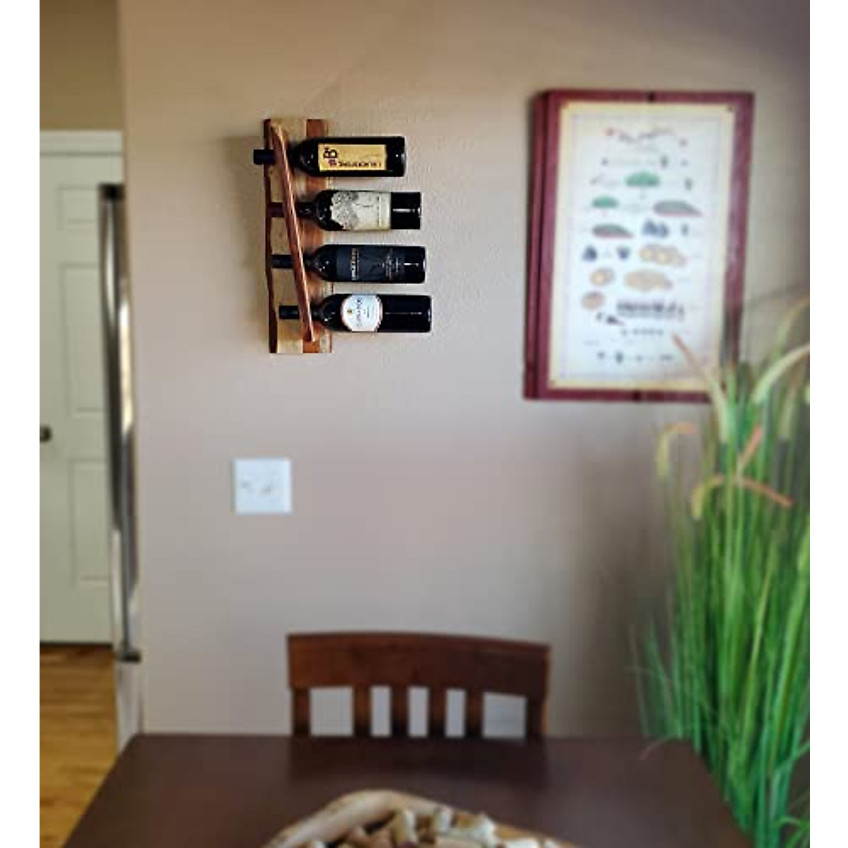 Featherlee - Natural Live Edge Wall Mount Wine Rack for 4 Bottles