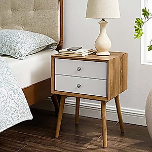 Modway Ember Wood Nightstand, Natural White