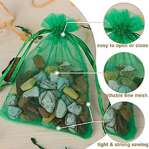 Green Organza Bags 3x4 Inch (100 Pcs) Sheer Mesh Gift Bags Drawstring Sachet Jewelry Bags Organza Small Drawstring Pouch for Wedding Favor, Party, Soaps, Baby Shower Gifts (3"x4", Emerald Green)