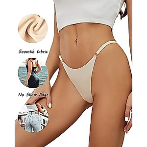 Bolivelan Adjustable Seamless String Underwear for Women G-String Thongs Panties High Cut Brazilian Briefs 6 Pack, US 4, Multicolor