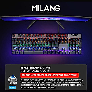 Qksky 104 Key USB Wired RGB Backlight Mechanical Gaming Keyboard Scientific Key Layout Green Axis Anti-Ghosting Keyboard 104 Key Gaming Keyboard