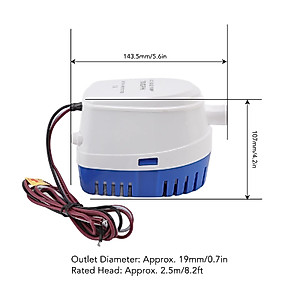 Bilge Pump, Bilge Pumps for Boats, Auto Bilge Pump Impact Resistance Mini Multifunctional DC Submersible Pump with Float Switch (24V)
