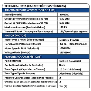 California Air Tools 10020AC Ultra Quiet & Oil-Free 2.0 Hp, 10.0 Gal. Aluminum Tank Air Compressor