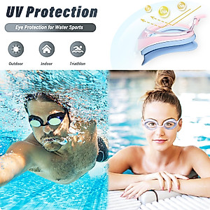 Swimming Goggles 2 Pack Swim Goggles Anti Fog Goggles Adult Swimming UV Protection Fit for Adult Men Women Youth Junior, No Leaking Soft Silicone Seal Flat Lens Clear Vision, 3 Sizes of Nose Bridge