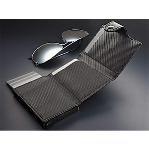 PULARYS Mini Wallet CARBON - Card Case Made of Carbon Eco-Leather - RFID blocking - Size: 7.5 x 9.5 x 2.5 cm - Space for up to 9 Cards - One Note Compartment Secured with Snap Closure