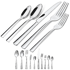 45-Piece Silverware Flatware Cutlery Set Service for 8, Durable 18/0 Stainless Steel Tableware in Ergonomic Design Size and Weight, Dishwasher Safe
