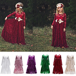 Flower Girls Lace White First Communion Dress Wedding Bridesmaid Party Christening Princess Aline Boho Rustic Dance Gown 12-13