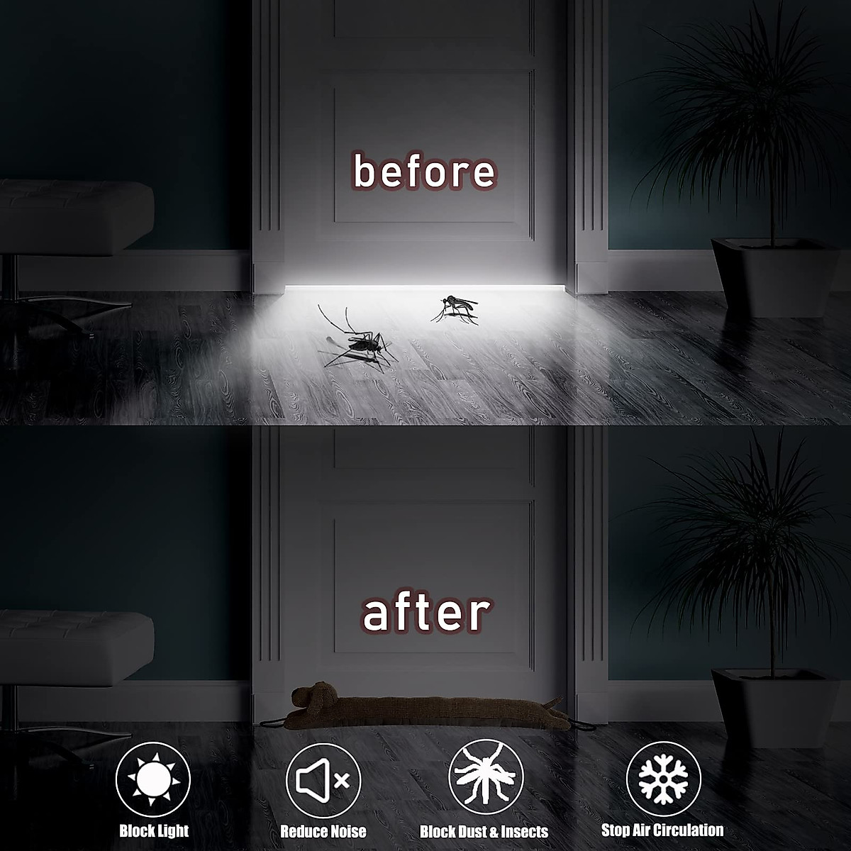 Estimber Under Door Draft Stopper Decorative Wind Stopper 36 inch for Door & Window, Weighted Animal Air Draft Stopper Snake Noise Blocker for Bottom of Door with Hanging Loops - Brown Dog