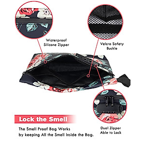 SafeDeluxe Smell Proof Bag with Combination Lock 11.5'' x 8.6'' Odor Proof Container Carbon Lining Smoking Tobacco Pipe Pouch, Odorless Durable Medicine Organizer Cases (Flower)