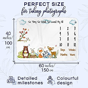 Luka&Lily Baby Monthly Milestone Blanket Boy and Girl, Milestone Blanket Baby Boy, Baby Month Blanket | Baby Boy Blanket, Newborn Baby Shower Girls, Baby Boy Gifts, Baby Girl Gifts, Bib+Markers 60x40