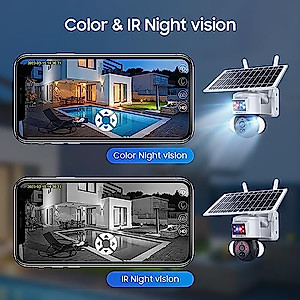 INQMEGA Solar Camera Security Outdoor,3MP HD 2.4G WiFi 15000mAh Solar Powered Cameras for Home,Color Night Vision PIR Motion Sensor Light with Siren,Remote Control