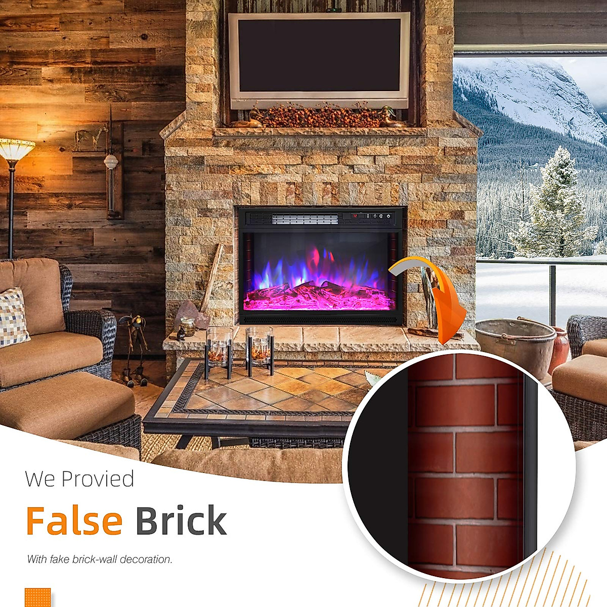 KUPPET Electric Fireplace 28.8'' Fireplace Insert with Remote Control 500W/1500W-In Wall Recessed - 6H Timer - Digital LED Display - Safety Cut Off