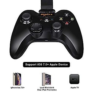 PXN Mfi Game Controller for Iphone Speedy(6603) IOS Gaming Controllers for Call of Duty Gamepad with Phone Clip for Apple TV, Ipad, IPhone (Black)