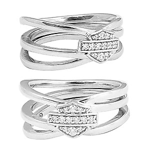 Harley-Davidson Women's Twisted Bling Bar & Shield Ring, Silver HDR0469 (7)