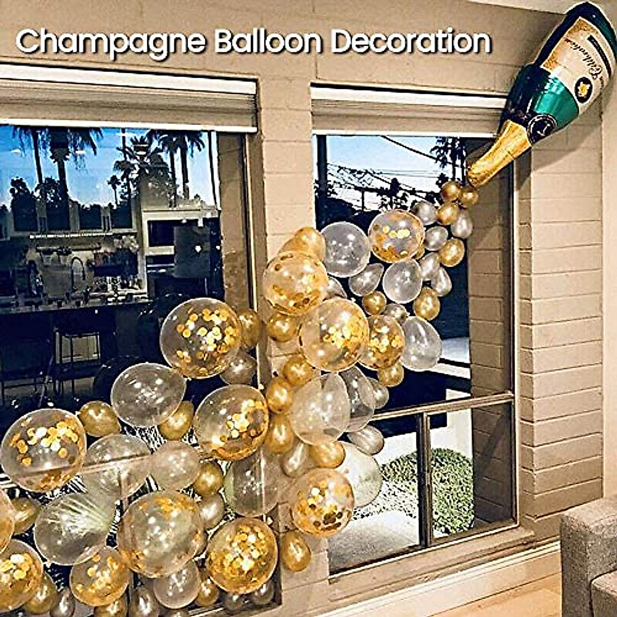 Champagne Bottle Balloons Kit, Champagne Balloon Garland Arch Kit and Golden Silver Balloon,Engagement Party Decorations Wedding Birthday Bachelorette Bridal Shower Party Decorations…