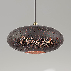 Livex Lighting 49185-07 3 Light Bronze Pendant Black W/Antique Brass Accents