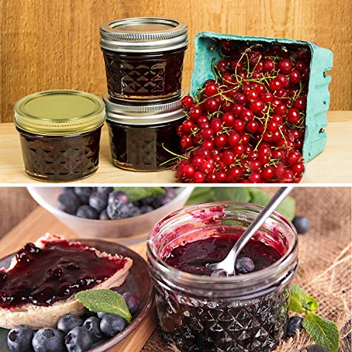 SPANLA Small Mason Jars with Lids, 40 PACK Canning Jars 4 oz Mini mason jars with Lids and Bands 4 oz Glass Jars Ideal for Jelly Jam, Honey, Wedding Favors, DIY Spice Jars