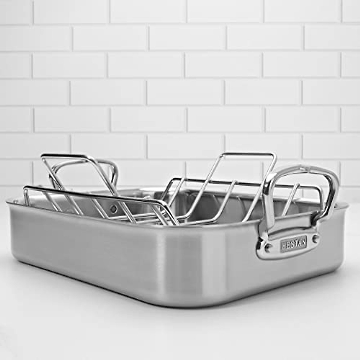 Hestan - Stainless Steel Classic Roaster with Rack, Induction Cooktop Compatible
