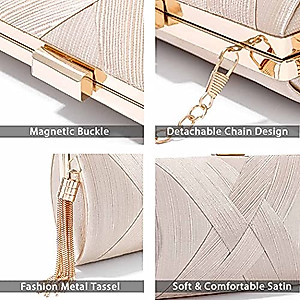 Yokawe Women's Evening Clutch Bag Stain Bridal Purse Wedding Prom Night out Party Handbag (Gold)