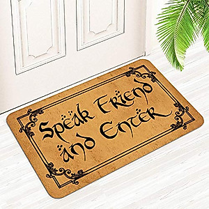 DoubleJun Funny Speak Friend and Enter Entrance Mat Floor Rug Indoor/Front Door Mats Home Decor Machine Washable Rubber Non Slip Backing 29.5"(W) X 17.7"(L)
