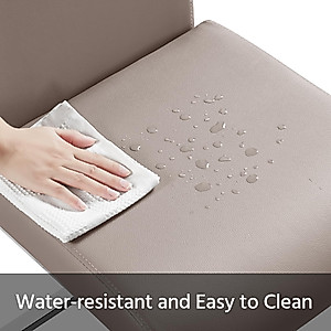 Yaheetech Dining Chairs High Back Leather Side Chairs Dining Living Room Chairs Upholstered Armless Chair with Metal Legs Home Kitchen Furniture Modern, 1 Package of 2pcs, Light Brown