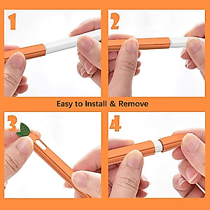 TYPLAUSE (2 Pack) Fruit Design Silicone Soft Protective Cover Accessories Compatible with Apple Pencil 2nd Generation iPencil Case Sleeve Cute (Peach+Avocado)