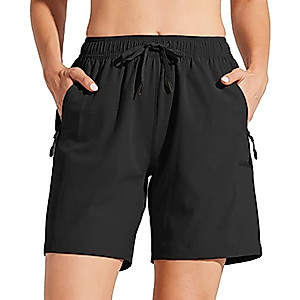 Willit Women's Shorts Hiking Cargo Shorts Quick Dry Golf Active Athletic Shorts 7" Lightweight Summer Shorts with Pockets Black L