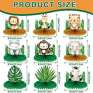 9 Pcs Baby Jungle Animals Honeycomb Centerpieces Sage Green Baby Shower Decorations Jungle Themed Birthday Party Supplies for Boys Kids Baby Shower Nursery Wild Party Supplies