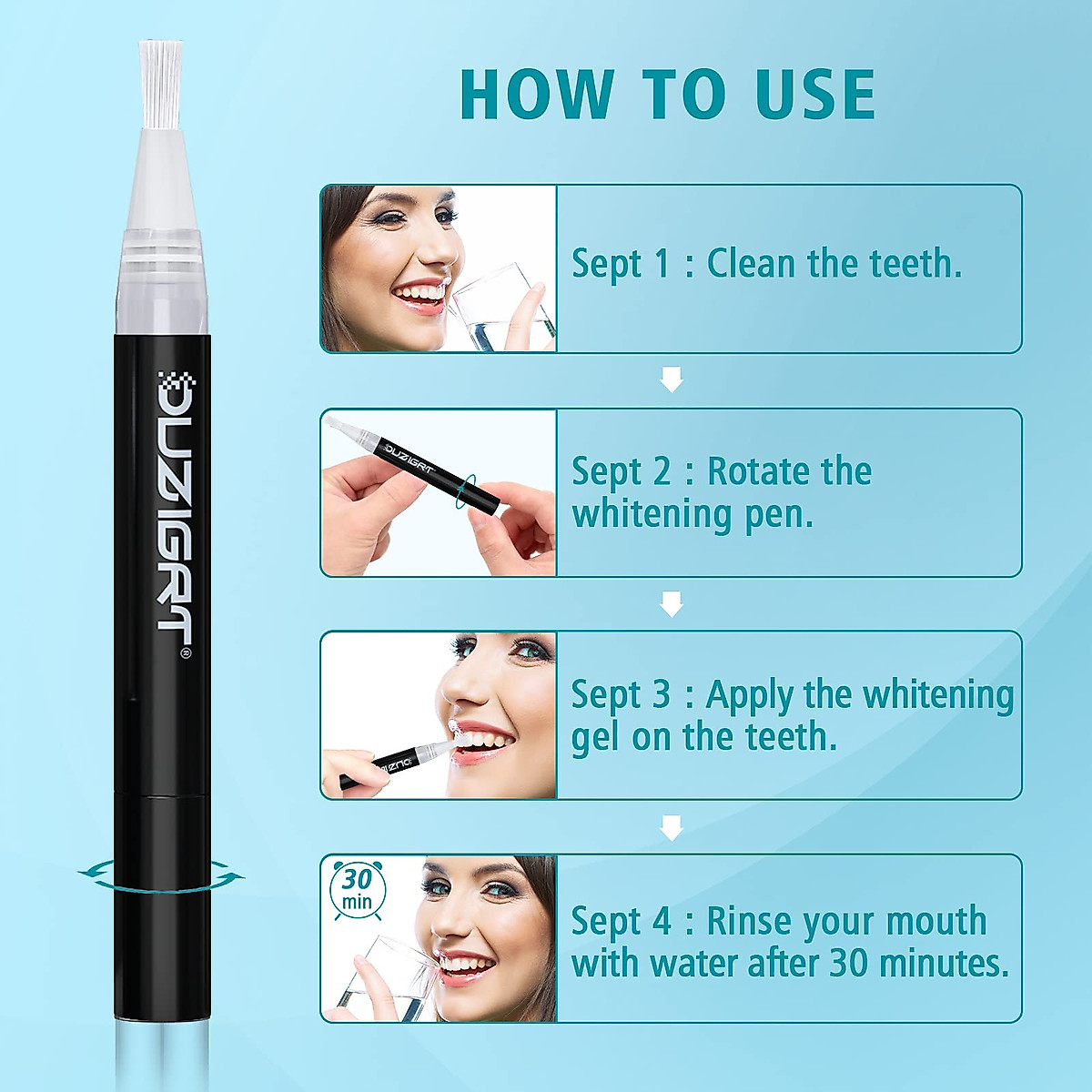 Teeth Whitening Gel, DOUCEUR 3pcs Teeth Whitening Pen Teeth Bleaching Whitening Teeth, No Sensitivity and Painless