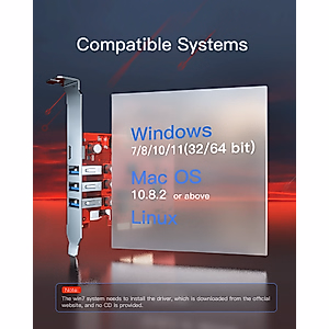 Inateck PCIe USB 3.2 Gen 2 Extension Card with 4 USB A and 1 USB-C Ports 20 Gbps PCIe 5-Port Card No External Power Supply Required, RedComets U26