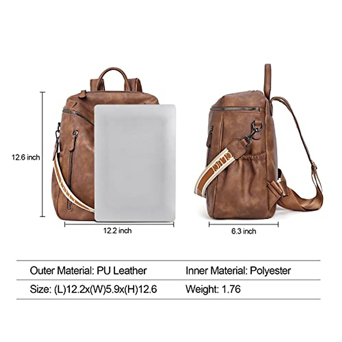 CLUCI Leather Backpack Purse for Women Travel Backpack Purse Convertible Fashion Ladies Large Casual Daypack Brown