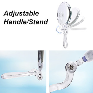 AMISCE 30x Magnifying Handheld Mirror, 2-Sided with Adjustable Stand, Portable, Acrylic Frame, 5'' Diameter, Perfect for Makeup, Shaving, Deep Cleaning