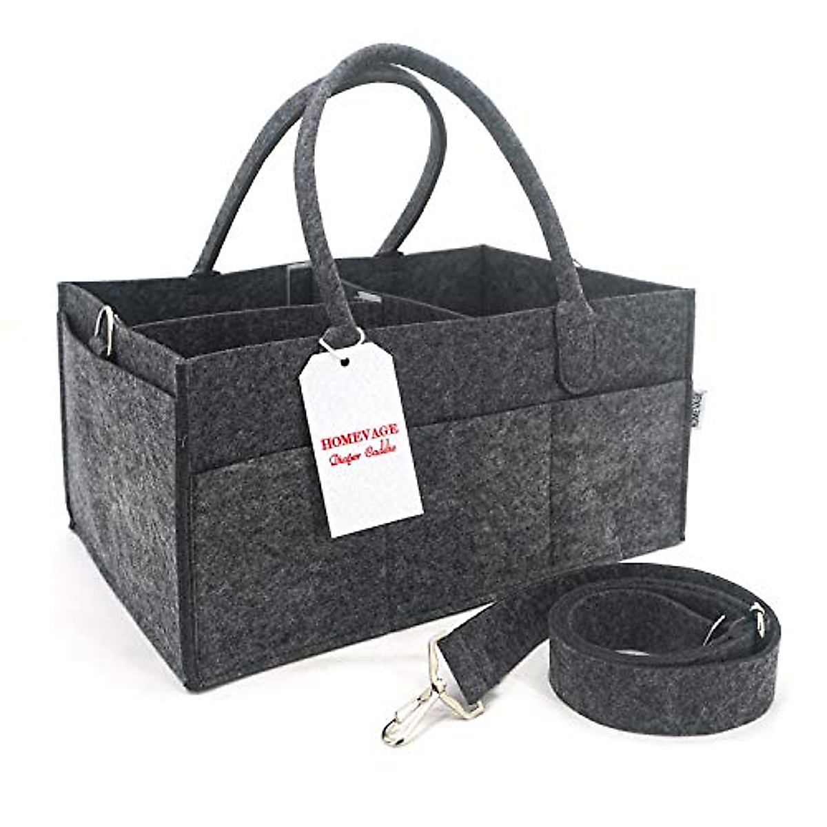 HOMEVAGE Diaper Caddy Caddies Organizer, Baby Cloth Diapering, Tote Bag, Nursery Storage Bin for Changing Table, Portable Car Travel Organizer (Black)