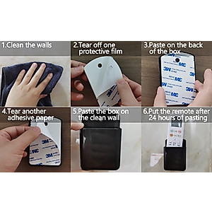 foxwake Remote Control Holder Wall Mount 6Pack, Hole-Free Storage Box for Tv Fan Light Air-Conditioner RV Table Small Adhesive Organizer for Bedroom Headboard Office Playroom Black