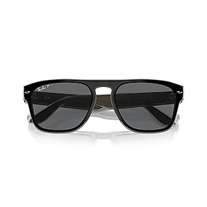 Ray-Ban RB4407 Square Sunglasses, Black/Light Grey Transparent/Dark Grey Polarized, 57 mm