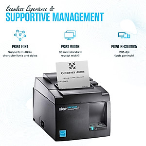 TSP143IIIU USB ONLY - NOT Bluetooth - Star Micronics Thermal Receipt Printer Bundle - 1 Year Warranty - with USB 2.0 Cable, Universal Power Cord and Microfiber Cleaning Cloth - TSP100iii-USB (Renewed)