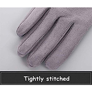 XJXJ Suede Gloves Men's Autumn and Winter Windproof Warm Non-slip Touch Screen Plus Velvet Thickening Riding Motorcycle. anti arthritis gloves (Color : Grey)