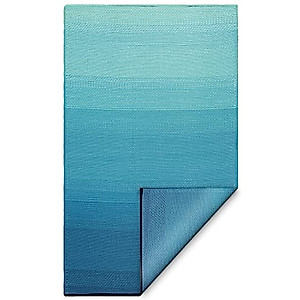 Fab Habitat Outdoor Rug - Waterproof, Fade Resistant, Crease-Free - Premium Recycled Plastic - Ombre - Patio, Deck, Porch, Balcony, Laundry Room - Big Sur - Teal - 4 x 6 ft