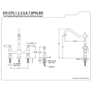 Kingston Brass KS1277PKLBS Duchess Bridge Kitchen Faucet, Brushed Brass